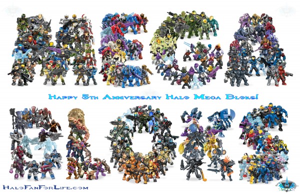 Mega Bloks logo COLLAGE of minifigs NObg | HaloFanForLife.com